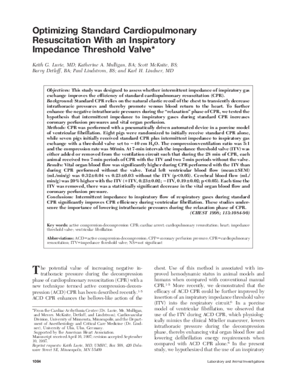 (PDF) Optimizing Standard Cardiopulmonary Resuscitation With an ...