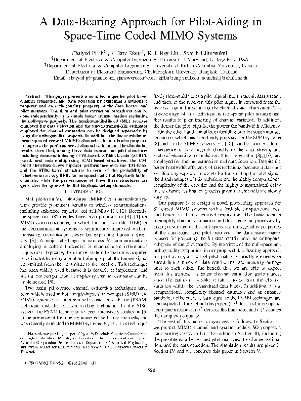 (PDF) A Data-Bearing Approach for Pilot-Aiding in Space-Time Coded MIMO ...
