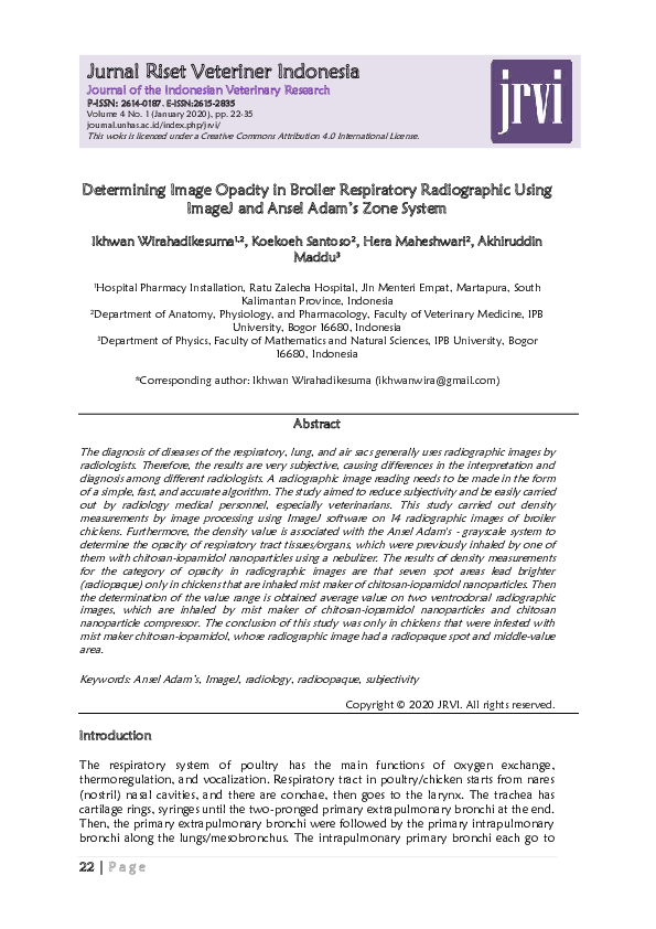 (PDF) Determining Image Opacity in Broiler Respiratory Radiographic ...