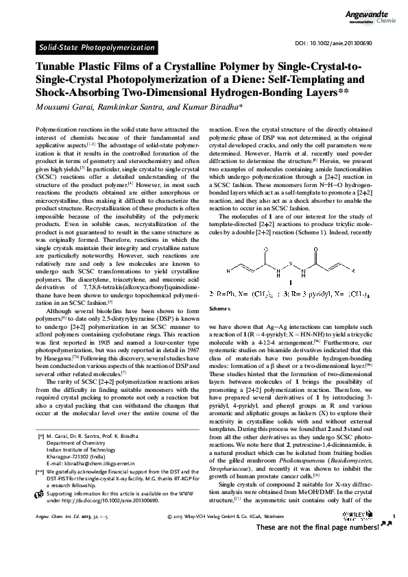 (PDF) Tunable Plastic Films of a Crystalline Polymer by Single-Crystal ...