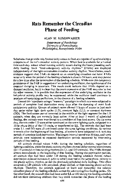 (PDF) Rats Remember the Circadian Phase of Feeding