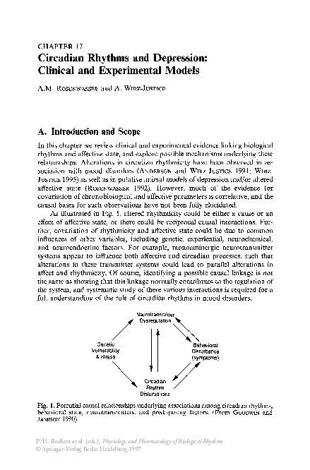 (PDF) Circadian Rhythms and Depression: Clinical and Experimental Models