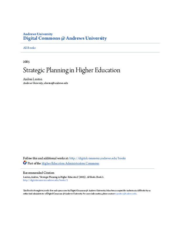 (PDF) Strategic Planning in Higher Education