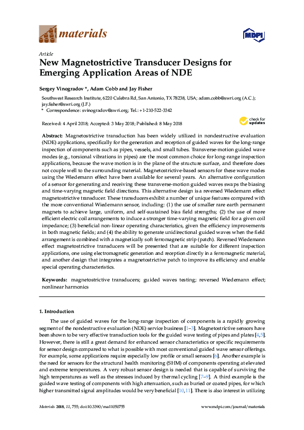 (PDF) New Magnetostrictive Transducer Designs for Emerging Application ...