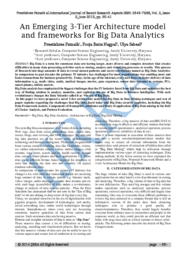 (PDF) An Emerging 3-Tier Architecture model and frameworks for Big Data ...