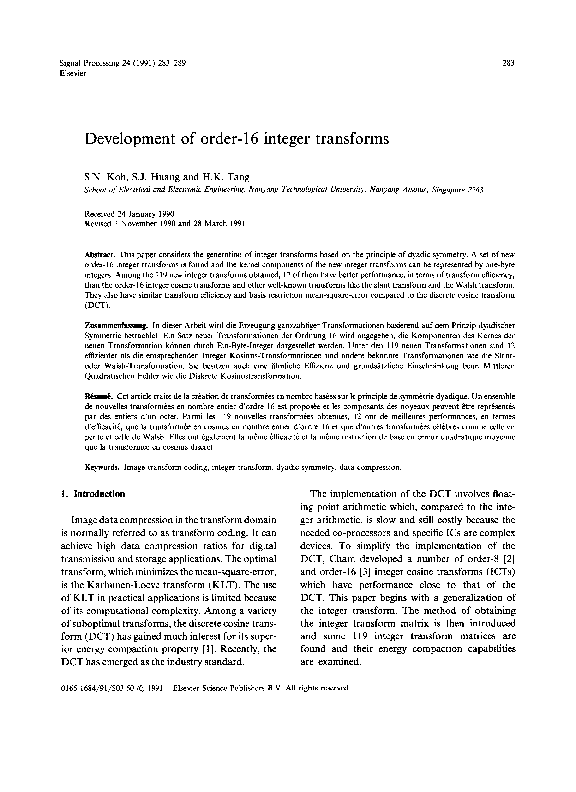 (PDF) Development of order-16 integer transforms