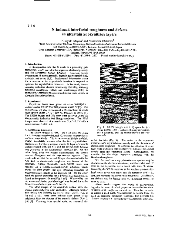 (PDF) N-induced interfacial roughness and defects in ultrathin Si oxynitride layers
