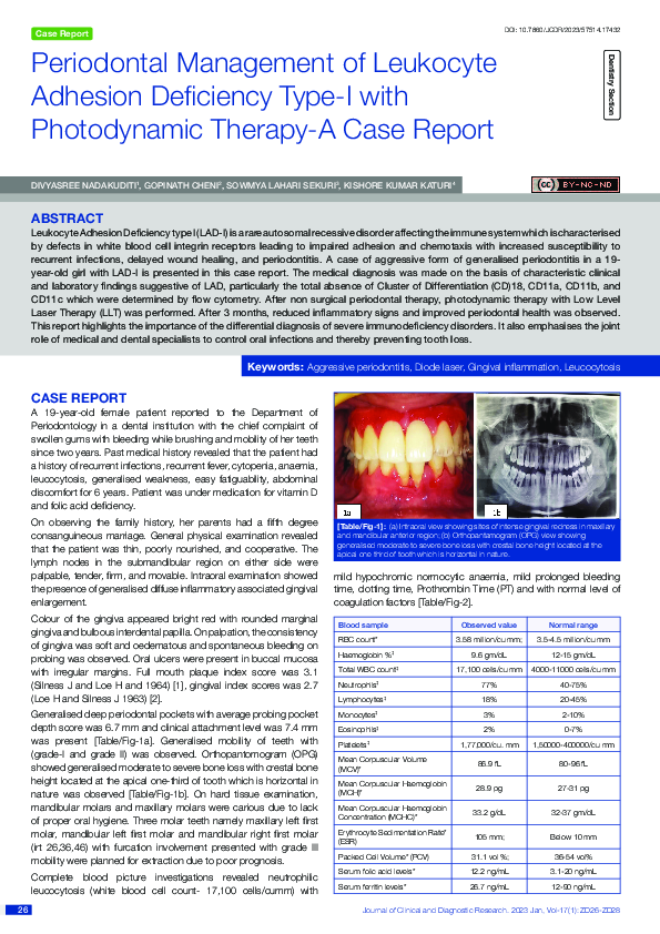 (PDF) Periodontal Management of Leukocyte Adhesion Deficiency Type-I ...