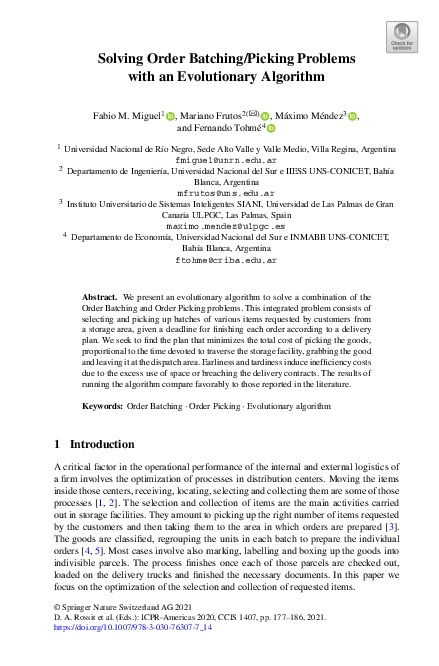 (PDF) Solving Order Batching/Picking Problems with an Evolutionary Algorithm
