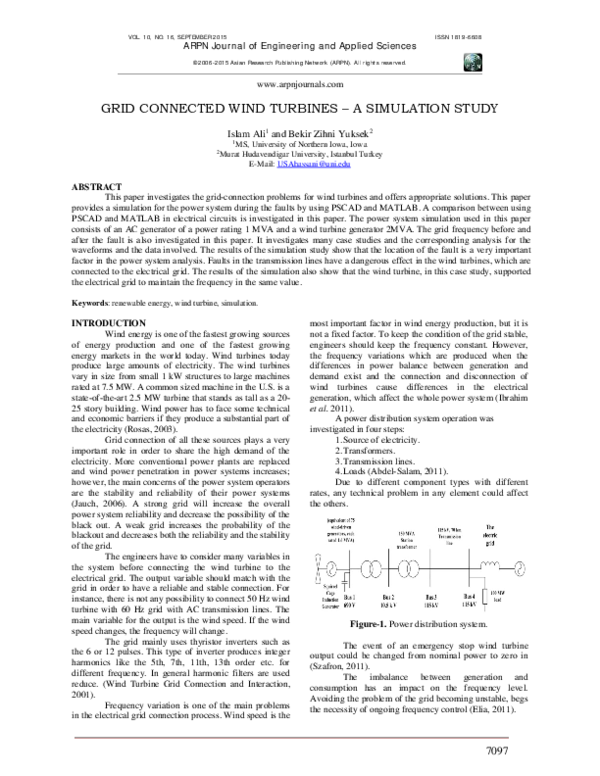 (PDF) Grid connected wind turbines - a simulation study