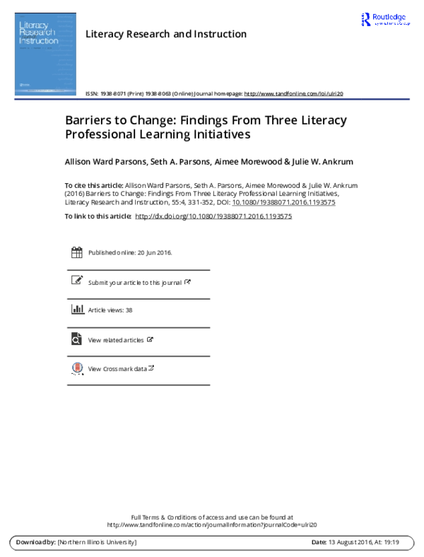 (PDF) Barriers to Change: Findings From Three Literacy Professional ...