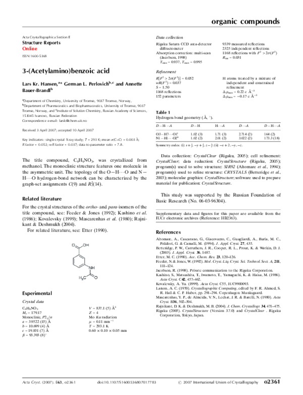 (PDF) 3-(Acetylamino)benzoic acid