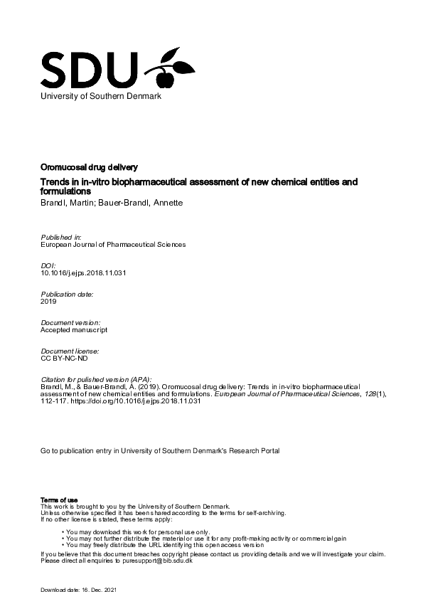 (PDF) Oromucosal drug delivery: Trends in in-vitro biopharmaceutical ...