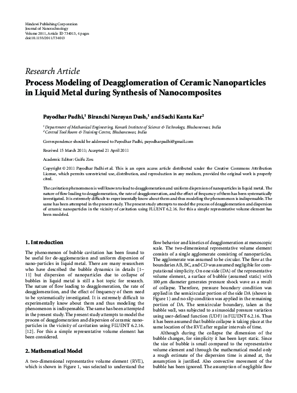 (PDF) Process Modeling of Deagglomeration of Ceramic Nanoparticles in Liquid Metal during ...