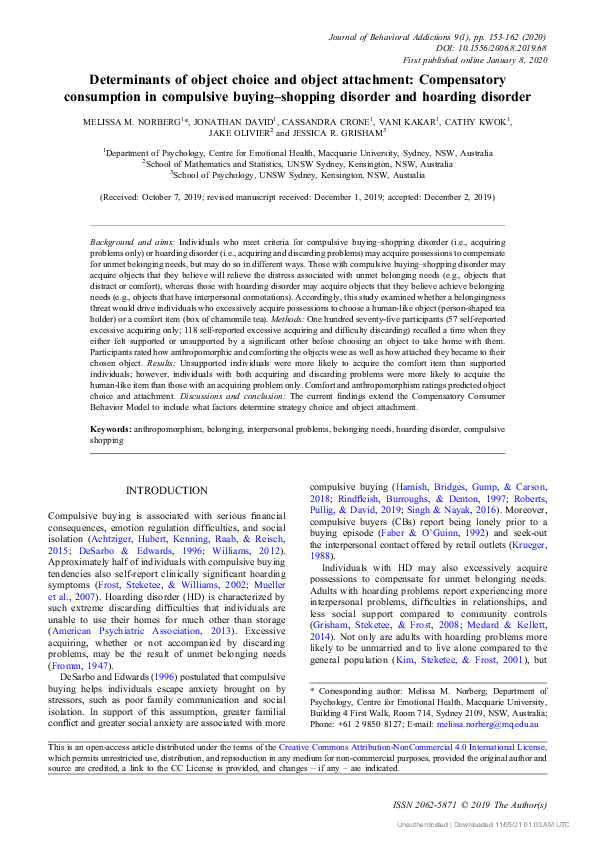 (PDF) Determinants of object choice and object attachment: Compensatory ...