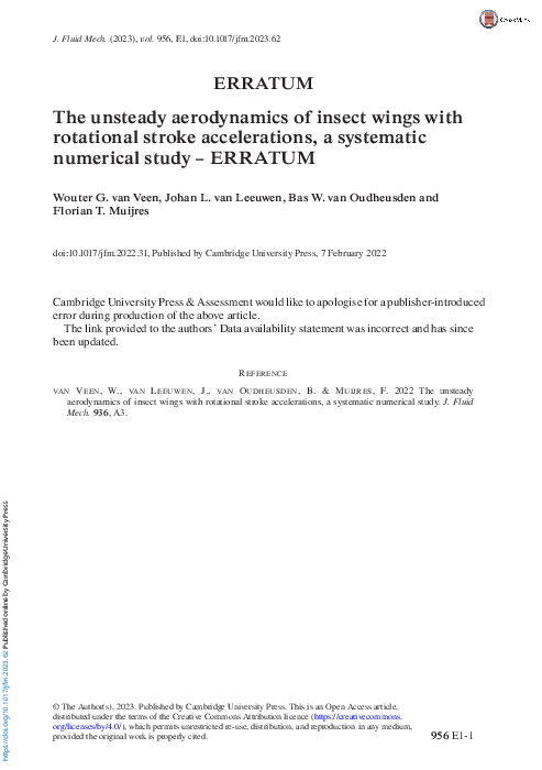 Pdf The Unsteady Aerodynamics Of Insect Wings With Rotational Stroke Accelerations A