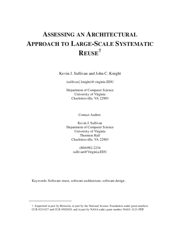 (PDF) Assessing AN Architectural Approach TO Large-Scale Systematic Reuse