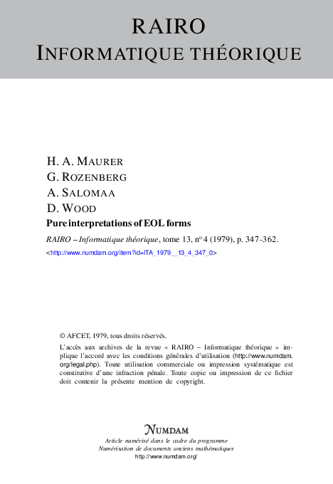 (PDF) Pure interpretations of EOL forms