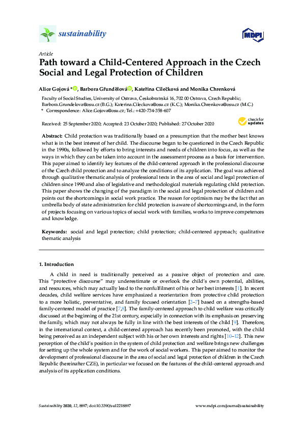 (PDF) Path toward a Child-Centered Approach in the Czech Social and ...