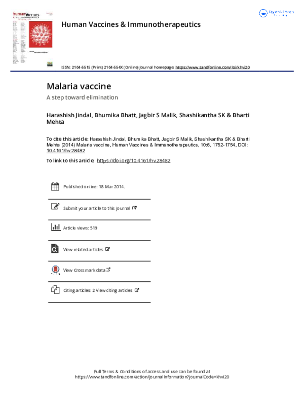 (PDF) Malaria vaccine