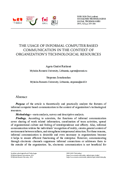 (PDF) The Usage of Informal Computer Based Communication in the Context ...