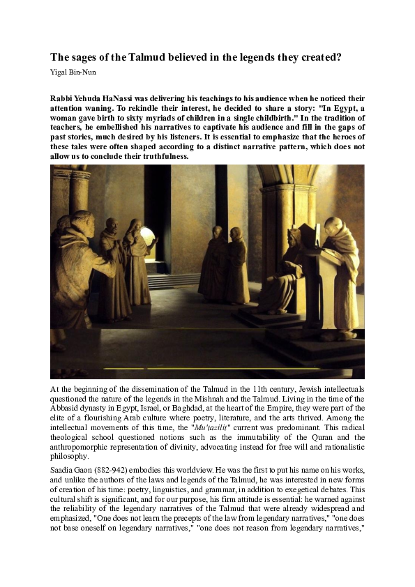 (PDF) The sages of the Talmud believed in the legends they created?