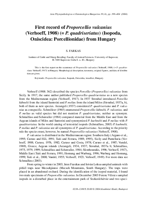 (PDF) First record of Proporcellio vulcanius (Verhoeff, 1908) (= P ...