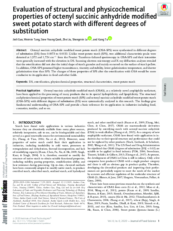 (PDF) Evaluation of structural and physicochemical properties of octenyl succinic anhydride ...