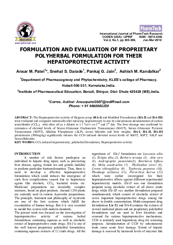 (PDF) Formulation and evaluation of proprietary polyherbal formulation ...