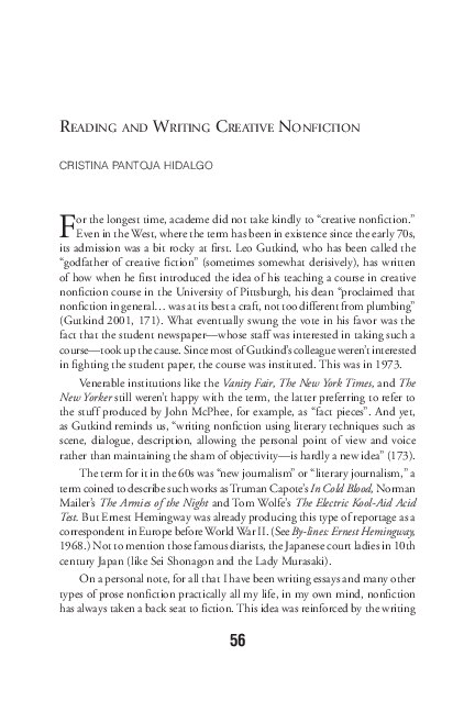 (PDF) Reading and Writing Creative Nonfiction