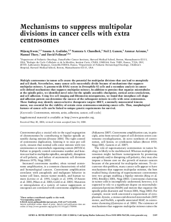 (PDF) Faculty of 1000 evaluation for Mechanisms to suppress multipolar ...