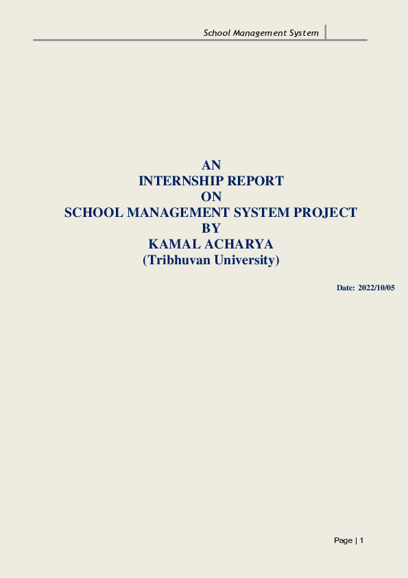 (PDF) School management system project Report.