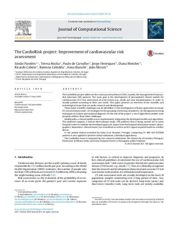 (PDF) The CardioRisk Project: Improvement of Cardiovascular Risk Assessment