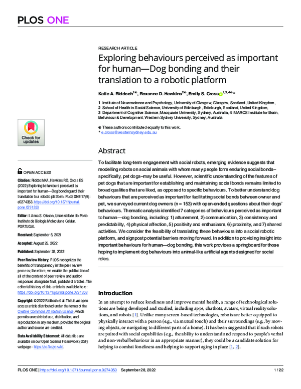 (PDF) Exploring behaviours perceived as important for human—Dog bonding ...