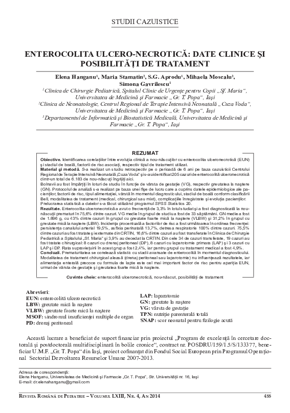 (PDF) Enterocolita ulcero-necrotică: date clinice şi posibilităţi de ...