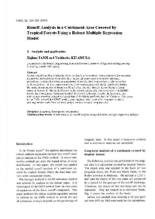 (PDF) Runoff Analysis in a Catchment Area Covered by Tropical Forests Using a Robust Multiple ...