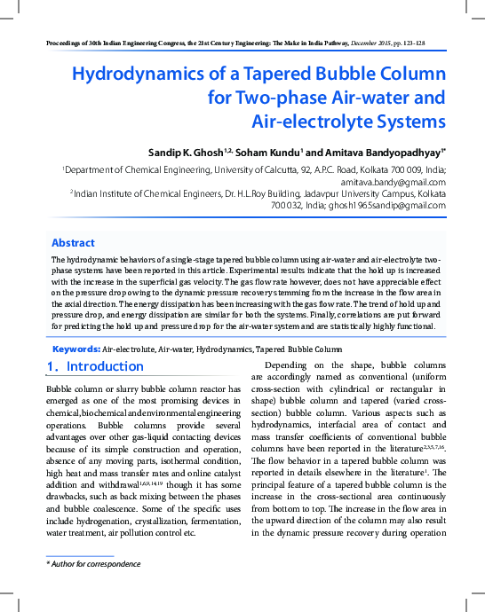 (PDF) Hydrodynamics of a Tapered Bubble Column for Two-Phase Air-Water ...