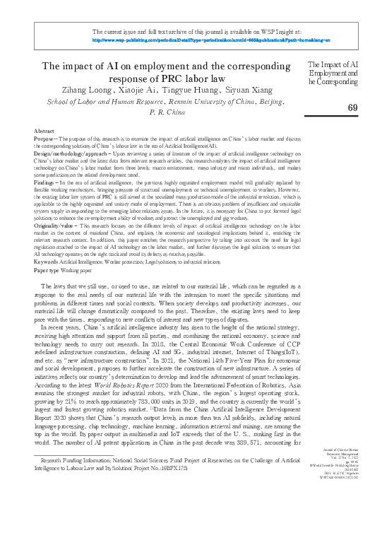 (PDF) The Impact of AI on Employment and the Corresponding Response of ...
