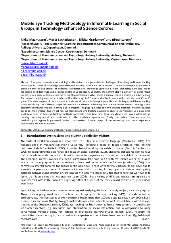 (PDF) Mobile Eye Tracking Methodology in Informal E-Learning in Social ...