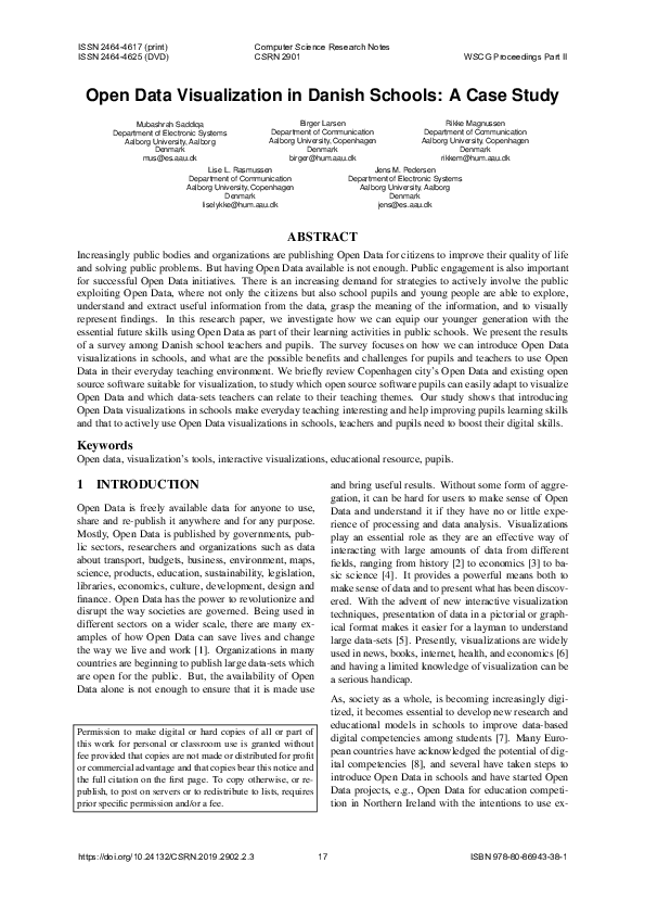 (PDF) Open Data Visualization in Danish Schools: A case Study