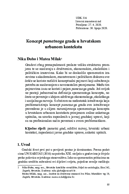 (PDF) Koncept pametnoga grada u hrvatskom urbanom kontekstu