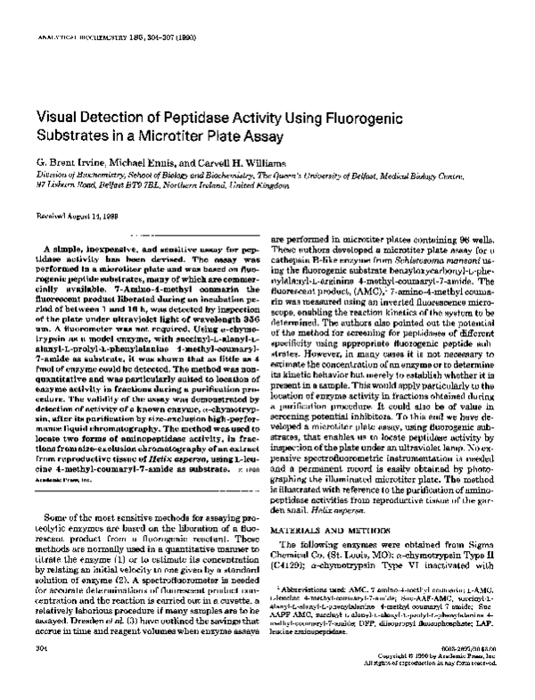 (PDF) Visual detection of peptidase activity using fluorogenic ...
