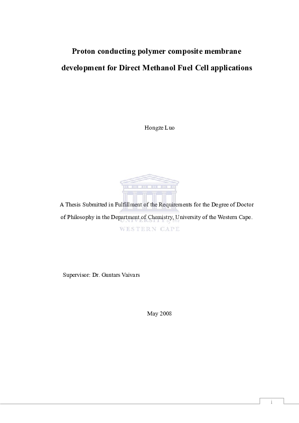 (PDF) Proton Conducting Polymer Composite Membrane Development for ...