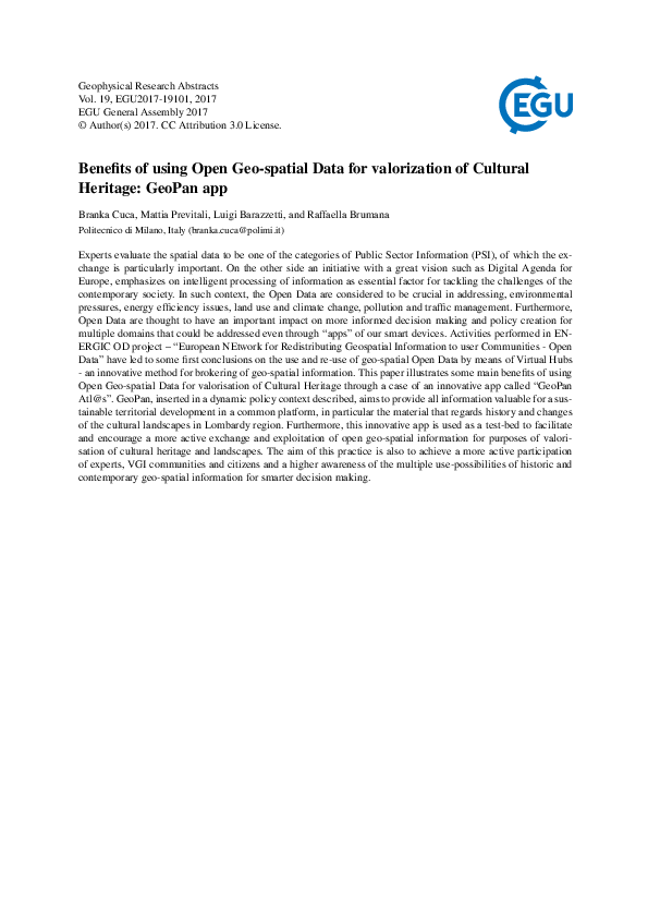 (PDF) Benefits of using Open Geo-spatial Data for valorization of Cultural Heritage: GeoPan app