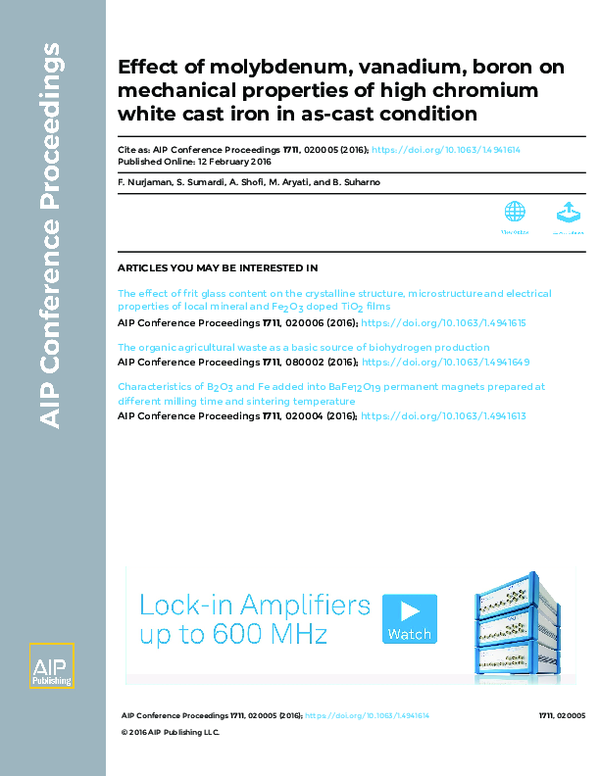 (PDF) Effect of molybdenum, vanadium, boron on mechanical properties of high chromium white cast ...
