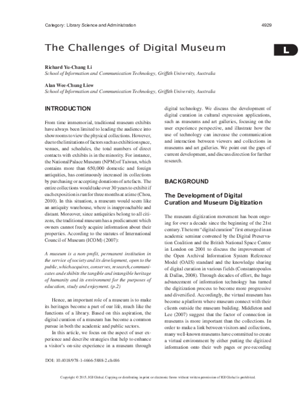(PDF) The Challenges of Digital Museum