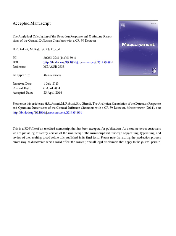 (PDF) The Analytical Calculation of the Detection Response and Optimum ...