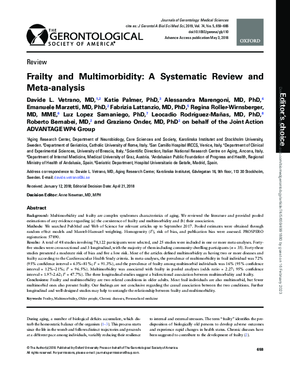 (PDF) Frailty and Multimorbidity: A Systematic Review and Meta-analysis