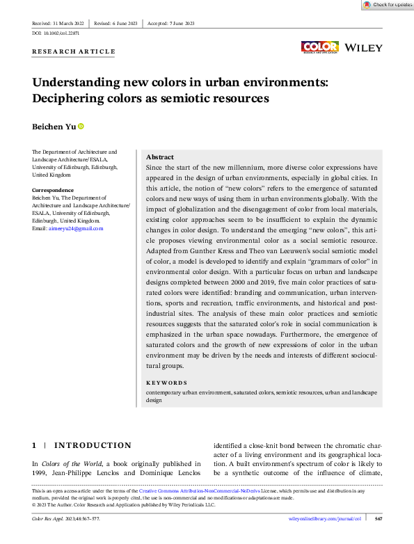 (PDF) Understanding new colors in urban environments: Deciphering ...