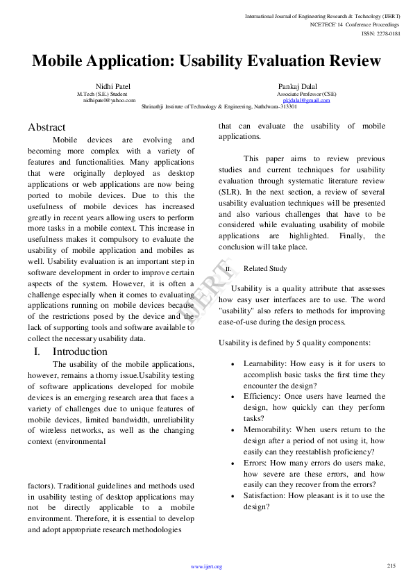 (PDF) Mobile Application: Usability Evaluation Review